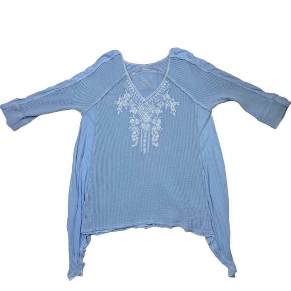 CAITE | Tops | Caite Handmade Waffle Asymmetric Cotton Tunic Baby Blue ...